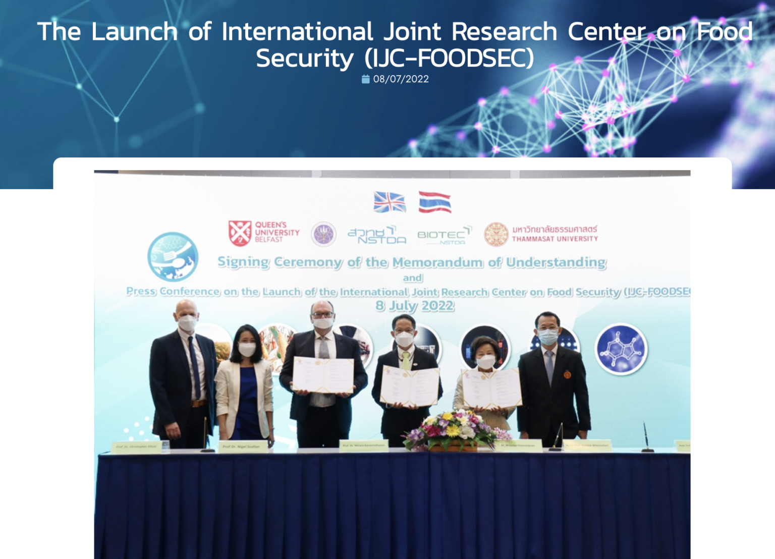 The Launch of International Joint Research Center on Food Security (IJC ...